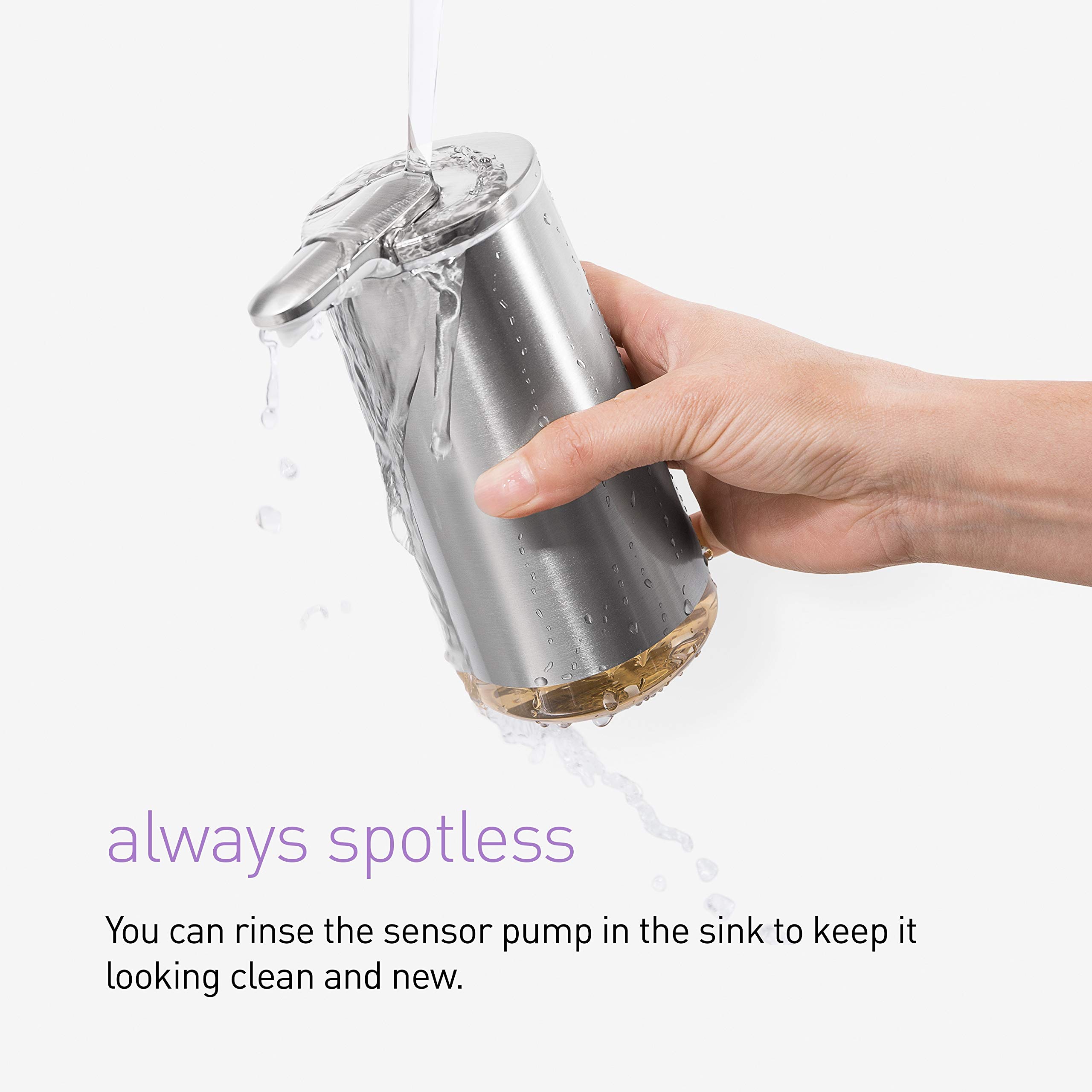 simplehuman pump Soap Dispenser, 9 oz. Rechargeable, Brushed