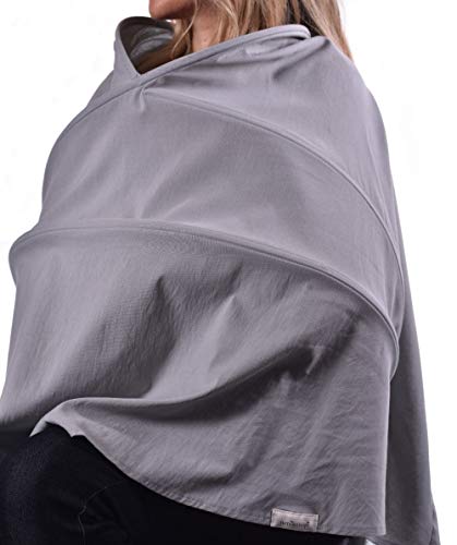 First and ONLY Multi-Use Nursing Cover You Don't Need to Hold Up to See in Breathable with 360 Coverage, Breastfeeding Scarf, Canopy, Car Seat Cover, Poncho (Latte Stone Grey) infineni by nenikanopi