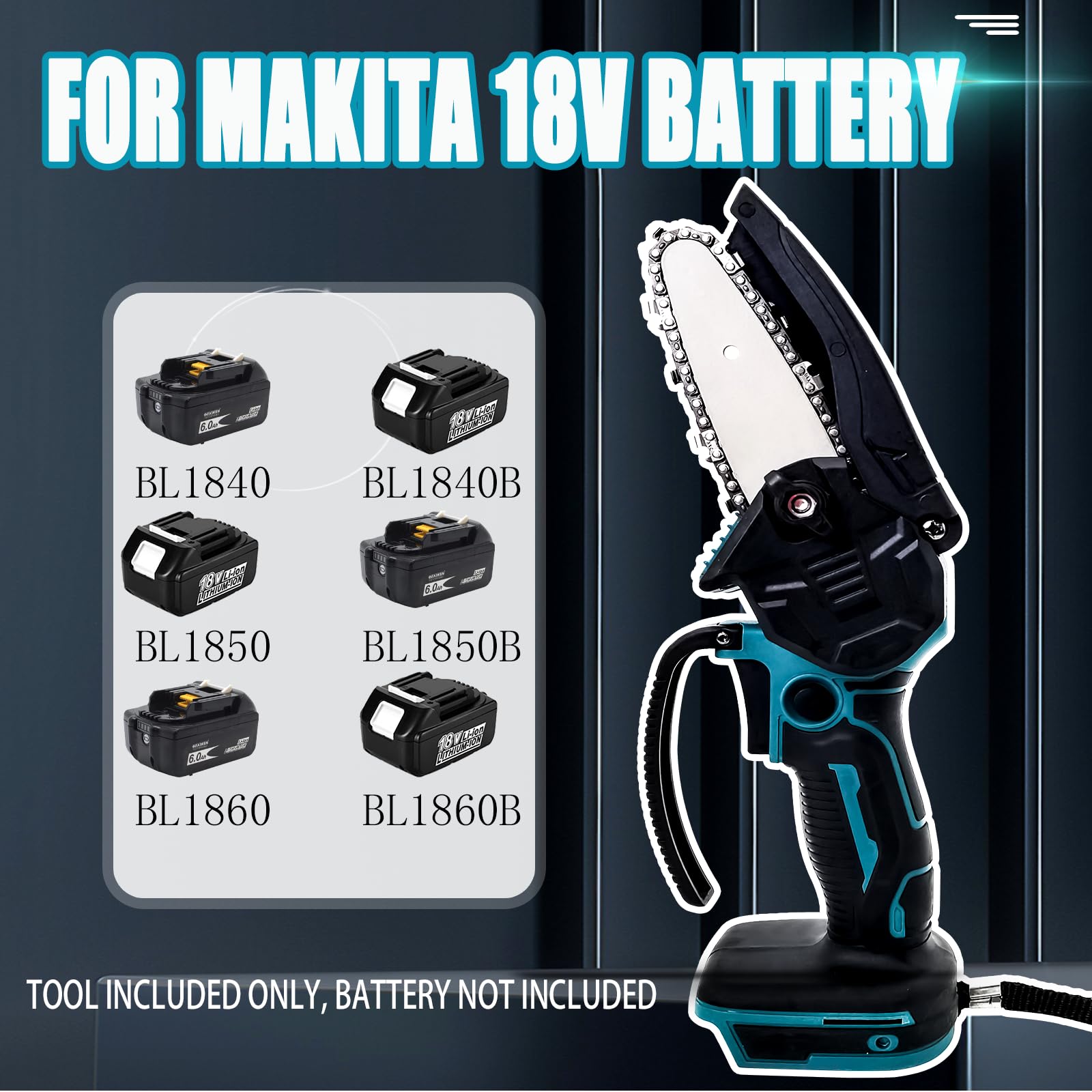4" Cordless Chainsaw for Makita 18V Battery -TEETOK Mini Electric Portable Chainsaw for Tree Branches, Courtyard, Household and Garden (Tool Only)