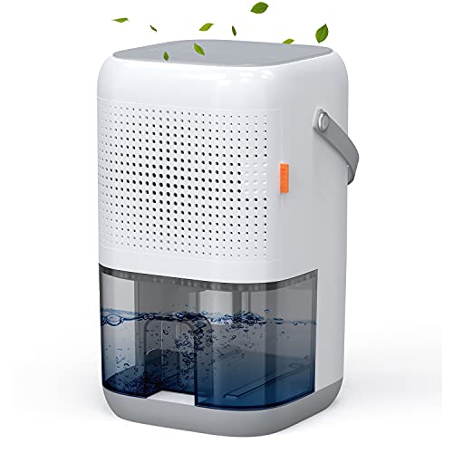 Dehumidifiers for Bedroom - Small Dehumidifier with drain hose 1450ml/49oz - with 2 Modes - 7 Colors LED Light-Auto Shut Off - Ultra Quiet Below 40 dB for 250 sq ft(Hose not included)