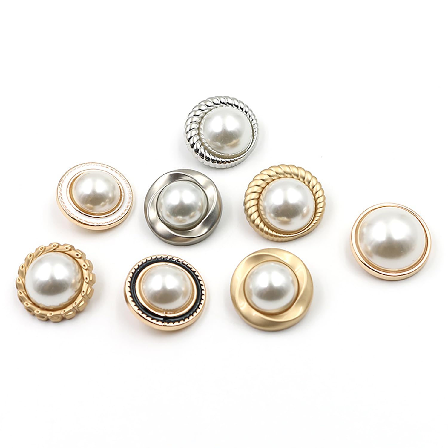 5 PCS Pearl Gold Metal Women Coat Buttons for Clothing Sweater Decoration Sewing Crafts Accessories (#5, 18mm)