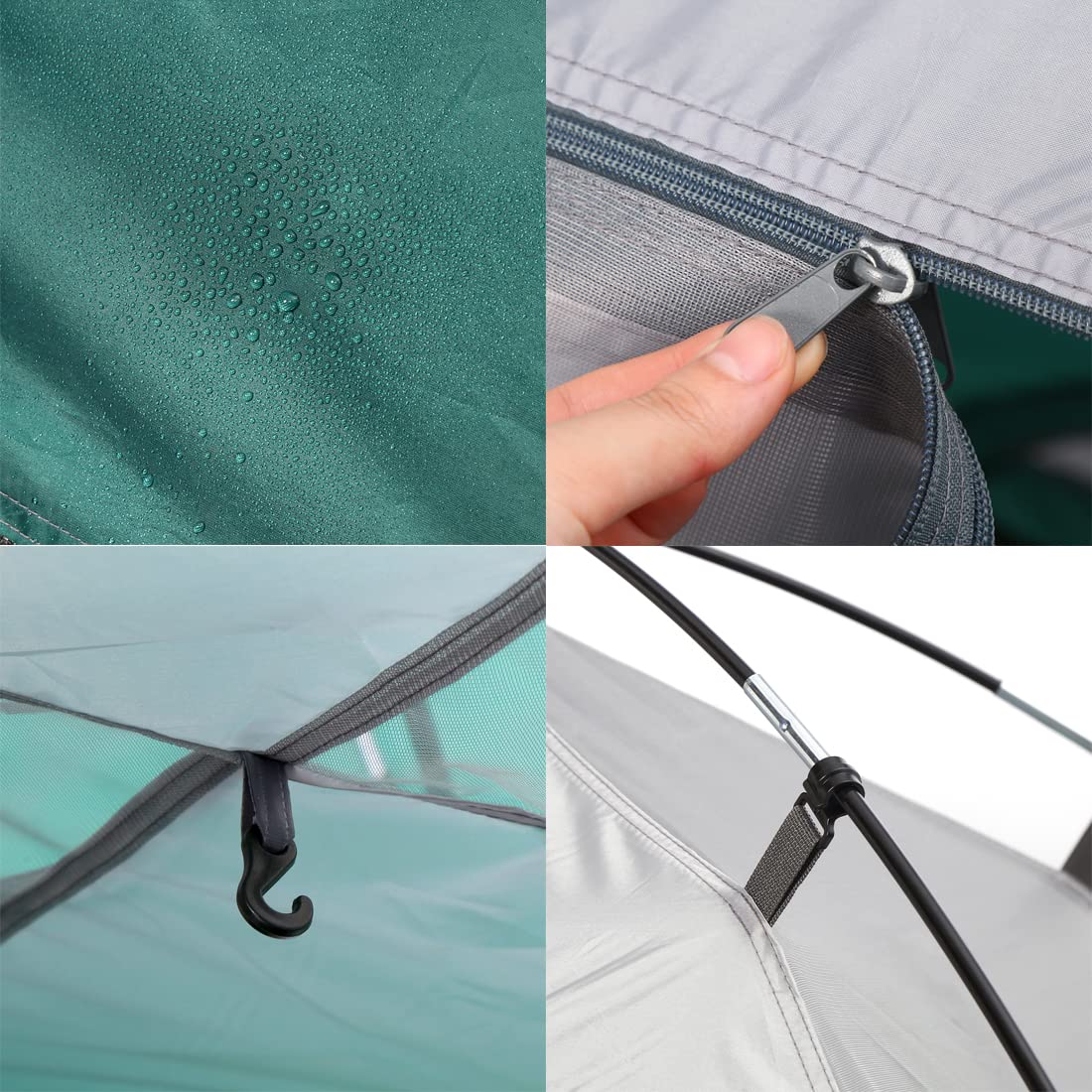 4-Persons Camping Tents: Double Layer Waterproof Windproof Tent,Hiking Tent for All Seasons (3-4 Person, Green-4P)