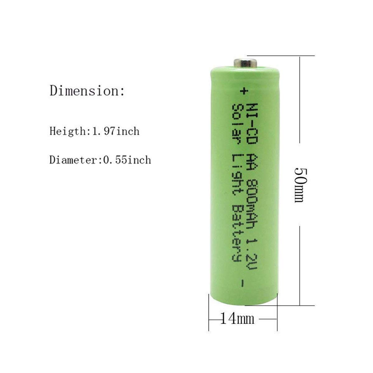 XUNTU 20 Pack Combo AA NiCd 1.2V 800mAh Rechargeable Battery for Solar Outdoor Lights Lamp Garden Yard Lawn