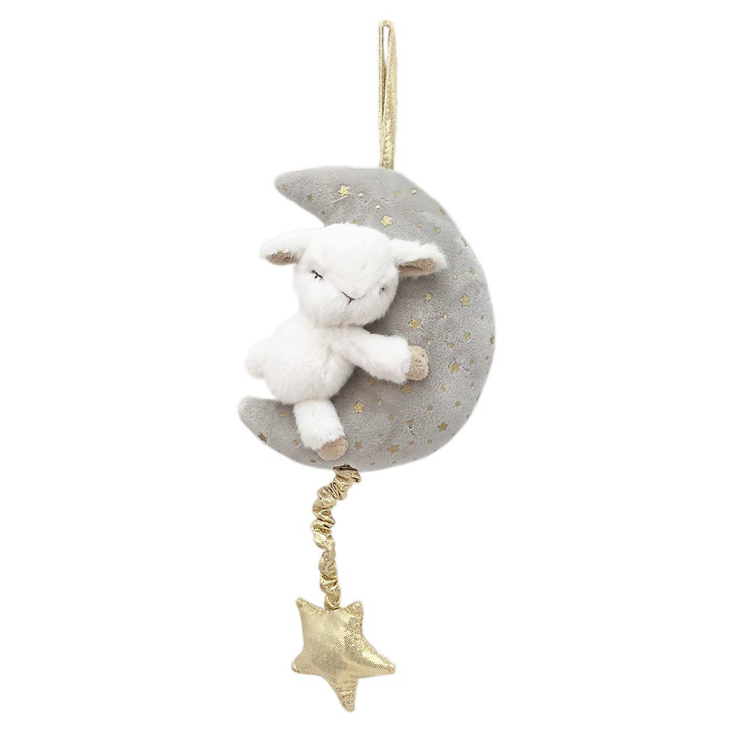 MON AMI Lamb and Moon Soft Plush Musical Toy – 12”, Nursery Mobile, Infant Toys, Soft Hanging Plush Stroller Toy, Musical Mobile for Cribs