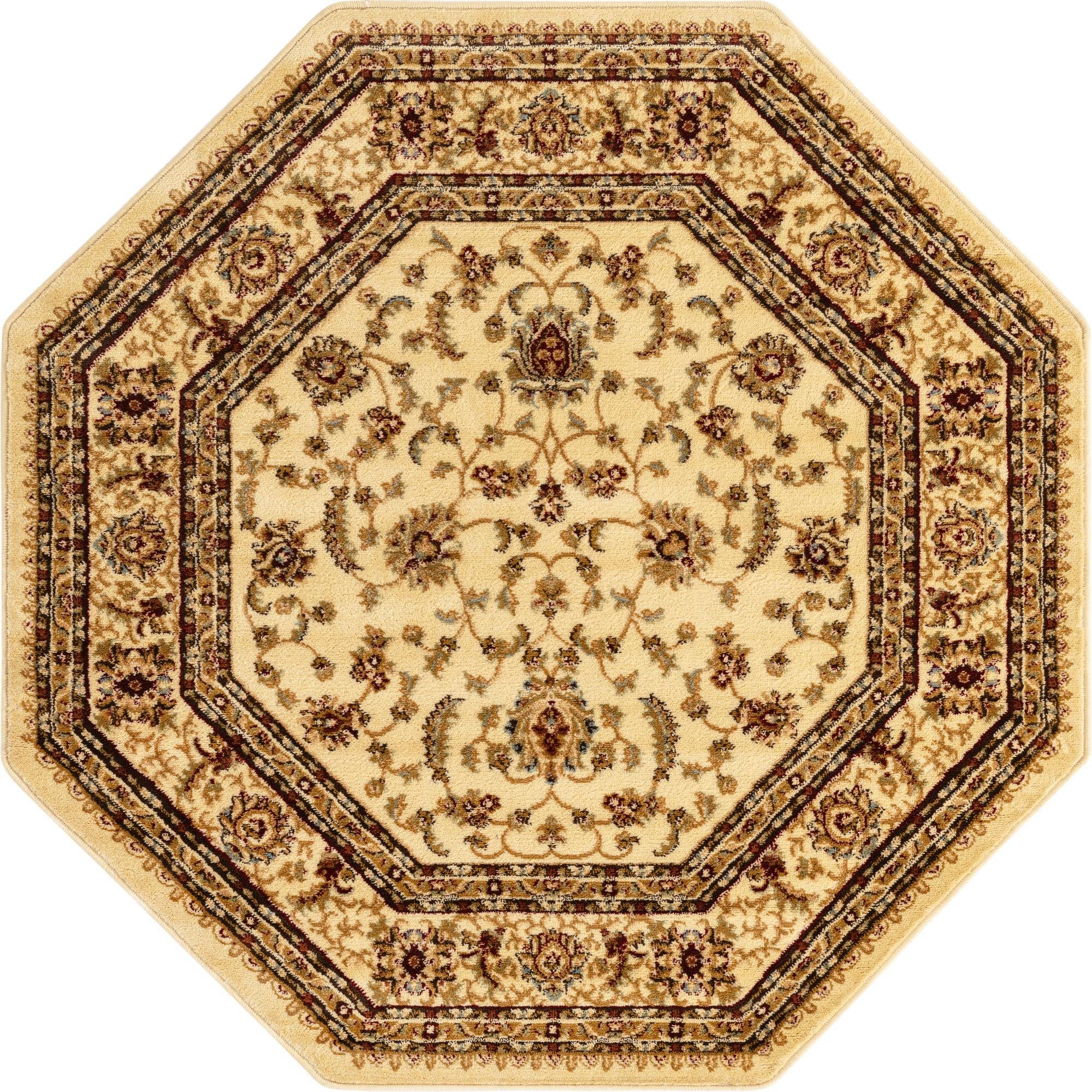 Rugs.com Aditi Collection Rug β 5' 3 Octagon Cream Low Rug Perfect for Living Rooms, Kitchens, Entryways