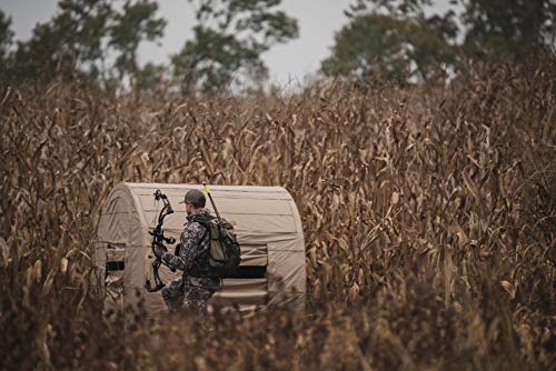 BOG HayMaker Ground Blind with StealthTrac Window System, Pop-Up Hay Bale Imitation, Brush Loops, 600D Water Resistant Fabric, Steel Frame, and Waterfowl Trap Door for Hunting, Shooting, and Outdoors