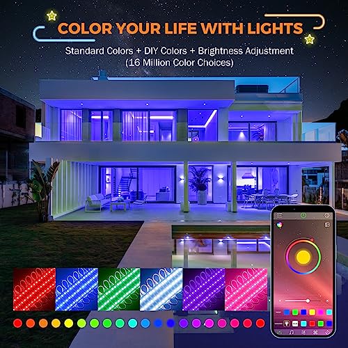 BEAMNOVA RGB Commercial Storefront Light Kit 40Ft Window Lights Modules with Remote, Bluetooth Control Box DC 12V Power Supply Transformer Adhesive Waterproof Outdoor Strip Lights