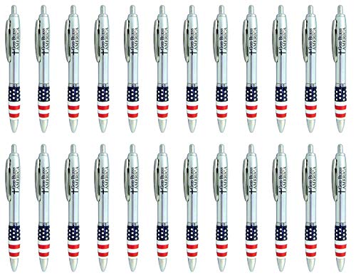 God Bless America Patriotic Ink Pen with American Flag, 5 1/2 Inch (Pack of 24)