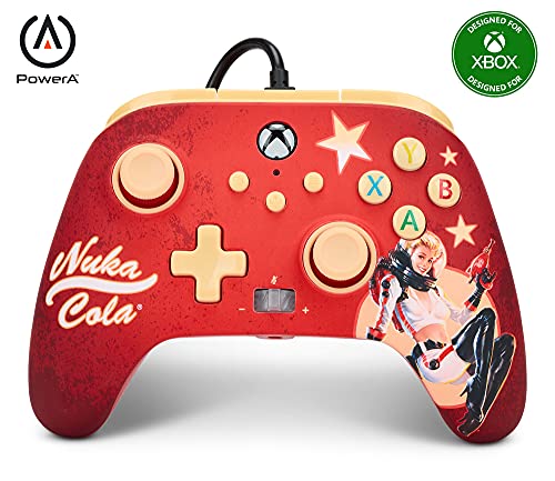 PowerA Enhanced Wired Controller for Xbox Series X|S - Fallout: Nuka Cola, Detachable 10ft USB-C Cable, Mappable Buttons and Rumble Motors, Officially Licensed for Xbox