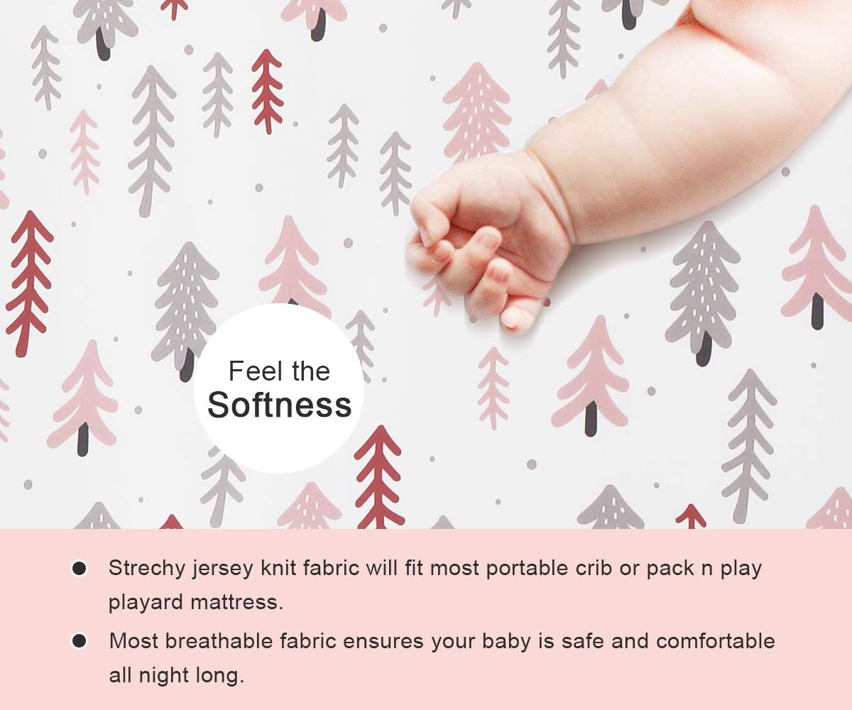 Pack n Play Sheets, BROLEX 2 Pack Mini Crib Sheets,Stretchy Portable Fitted Playard Sheet Set, Convertible Playard Mattress Cover,Ultra Soft Breathable Material,Jungle Animals
