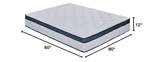 Olee Sleep 12 Inch Euro Top Gel Memory Foam Spring Hybrid Mattress Full, Mid Night, Mattress In a Box, CertiPUR-US Certified, Queen