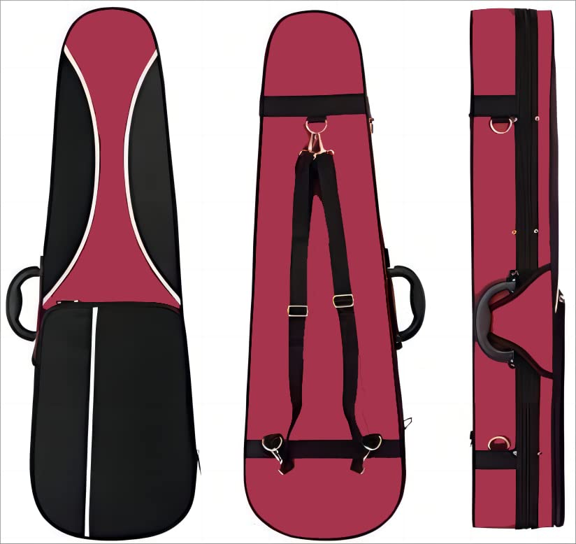 4/4 Full Size Violin Case FINO Professional Oblong Violin Hard Case with Built-in Hygrometer,Super Lightweight Portable Carrying Bag Slip-On Cover with Backpack Straps (red)