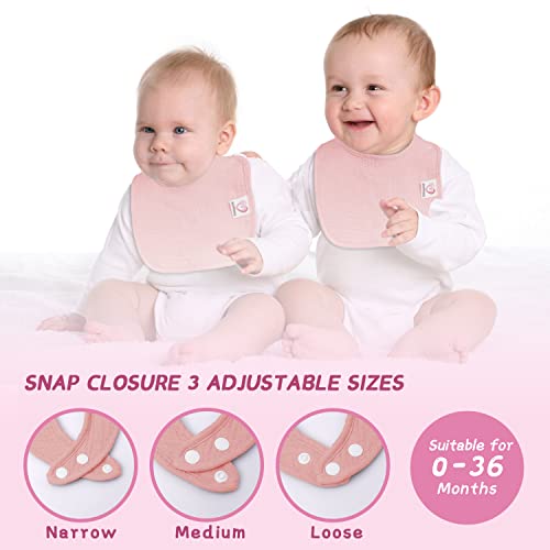 Bearmoss Muslin Baby Drooling Bibs 8 Pack, 100% Cotton Square Adjustable Bandana Bibs Gift for Baby Girls Boys Teething Drool (Summer Berry)