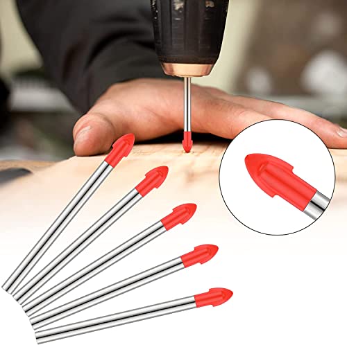 QLOUNI 10Pcs Multi-Material Drill Bits Set, Cemented Carbide Masonry Drill Bits for Glass, Plastic, Tile, Concrete, Brick, Wall, Wood and Brick Wall (6mm)