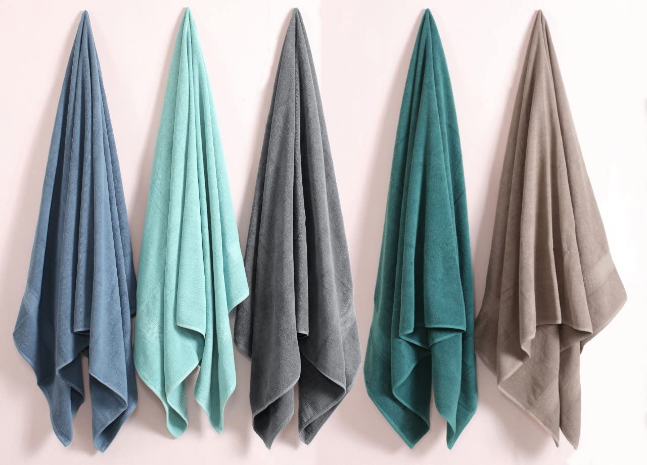 600 GSM - 40 x 80 Inches - 100% Cotton Bath Sheets Pack of 2 - Highly Absorbent Extra Large Bath Sheet Towels Set - Jumbo Oversized Cotton Bath Sheets Towels - Super Soft Hotel Quality Towel (STONE)