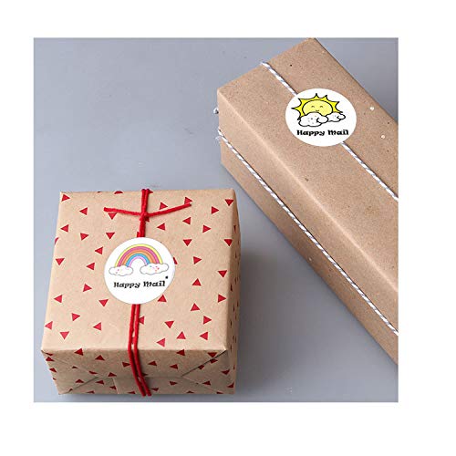 Rainbow Happy Mail Stickers 1.5 Inch Mailing Sticker - 500 Pcs Thank You Labels for Small Shops , Shipping Package Lables Decorative Flower Boutiquets Envelope Sealings