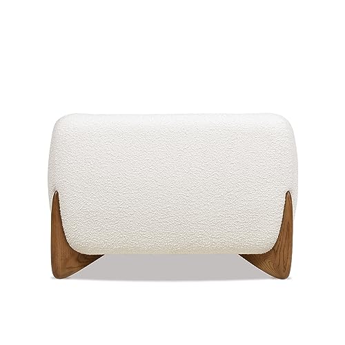 Jennifer Taylor Home Alpine 43.5" White Boucle Modern Scandinavian Minimalist Round Arm Sherpa Living Room Arm Chair