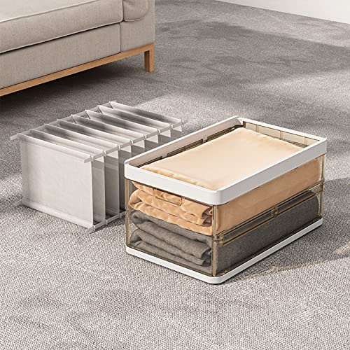Clothes Drawer Organizer, Wardrobe Clothes Organizer for Folded Clothes, Closet Organizers and Storage for Jeans, T-shirts, Underwear, Thin Blanket, Stackable& Slideable( None Grid+7Grids+9Grids)