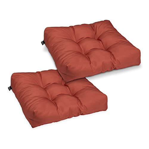 Classic Accessories Water-Resistant Square Patio Seat Cushions, 19 x 19 x 5 Inch, 2 Pack, Brick, Outdoor Seat Cushions