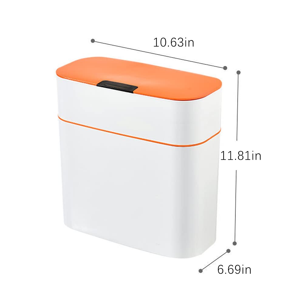 Kelendle Touchless Motion Sensor Trash Can - Automatic Garbage Can Kitchen Waste Bin Bedroom Trash Can with Lid for Home Office Decoration Orange Lid 4.5 Gallons