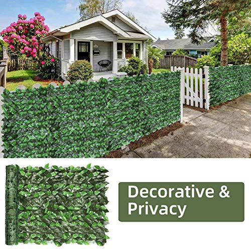 Artificial Ivy Privacy Fence Screen, Privacy Wall, Privacy Screen, Artificial Faux Ivy Hedge Leaf & Vine Privacy Fence Wall Screen, Outdoor Decoration, Garden, Yard (120 x 40 Inch, Peach Leaf)