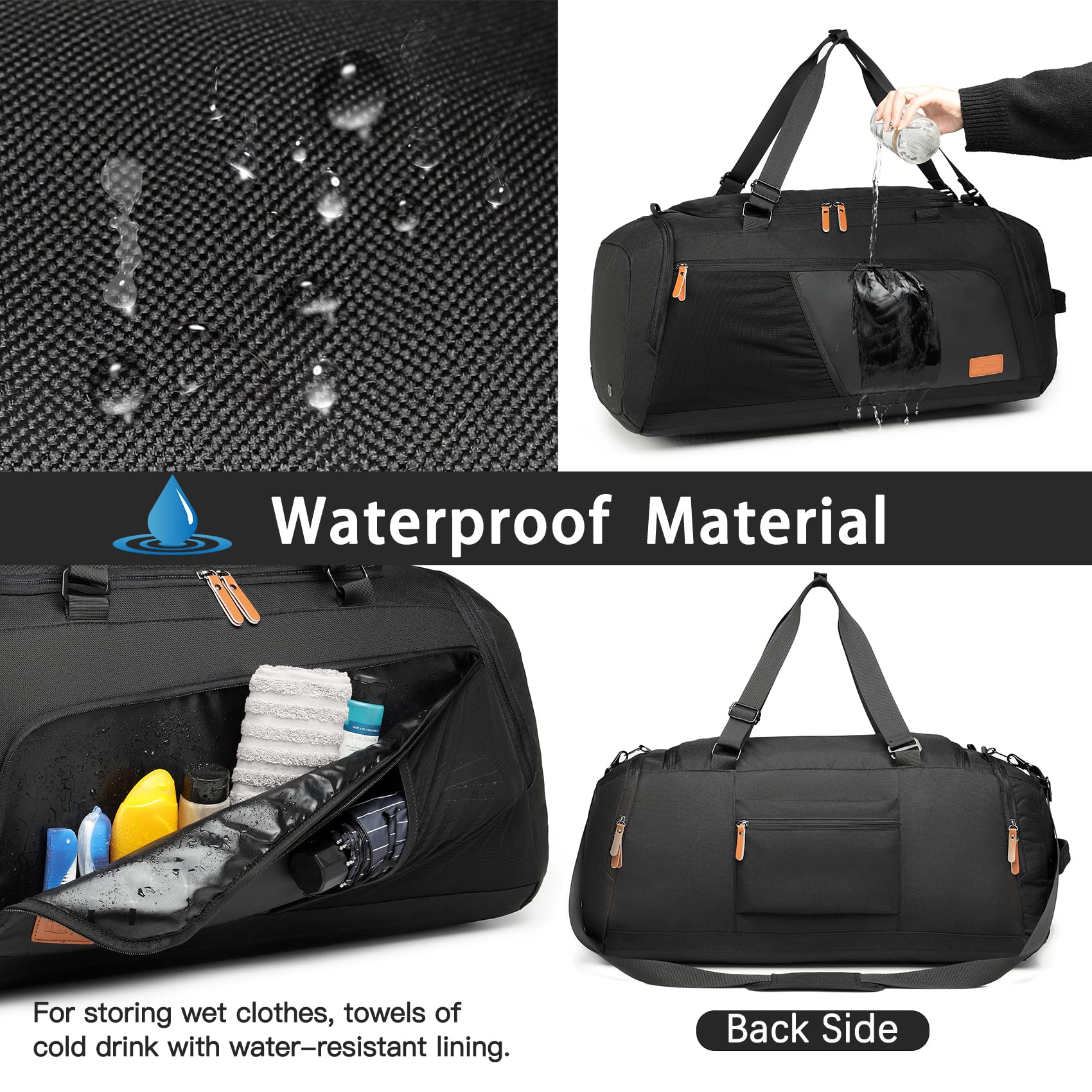 40L Travel Duffle Bag for Men,Waterproof Gym Duffel Bag with Wet Pocket & Shoes Compartment Weekender Overnight Backpack for Traveling Duffel Bag Backpack for Women