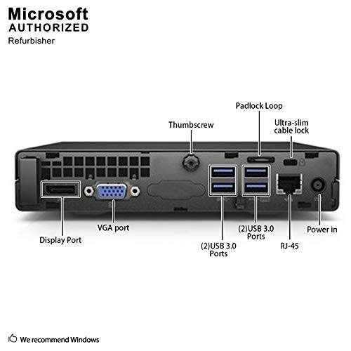 HP 600 G2 Micro Computer Mini Tower PC (Intel Quad Core i3-6100T, 16GB DDR4 Ram, 256GB Solid State SSD, WIFI, VGA, USB 3.0) Win 10 Pro (Renewed)