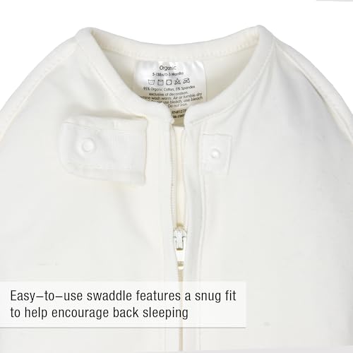 Woombie Original Baby Swaddling Blanket - Soothing, Cotton Baby Swaddle - Wearable Baby Blanket, Vanilla Cream, 14-19 lbs