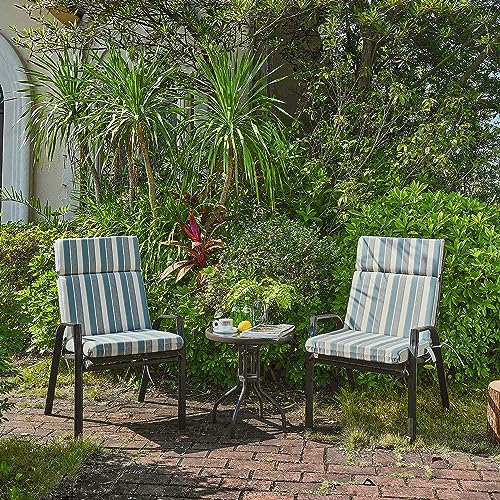 BLISSWALK Outdoor Chair Cushion Bottom and Back,one Piece high Back Adirondack Chair Cushion, Patio Cushions for Bifold Lawn Chair 45.5" x 21", 1 Count,Stripe