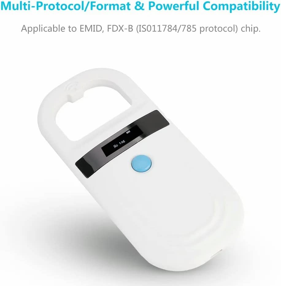 Animal Chip ID Scanner Dog Microchip Reader with OLED Display Screen Supports FDX-B(ISO11784/11785) and EMID Microchips