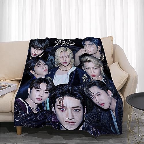 HIFFEY Stray Kids Kpop Throw Blankets, Comfortable Lightweight Blankets 50"x40", Kpop Print Warm Blankets for Camping Home Car Beach Office