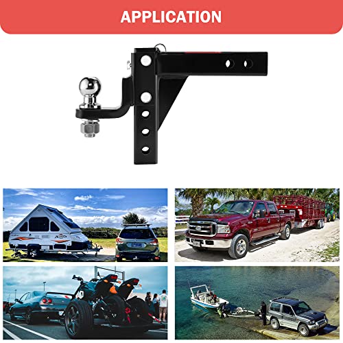 OPENROAD Adjustable Trailer Hitch Ball Mount Fits 2-Inch Receiver, 2" Tow Balls 7500lbs, 9-1/2" Drop/ 8-1/4" Rise Drop Hitch, Tow Hitch for Heavy Duty Truck with Stainless Steel Pins and Lock