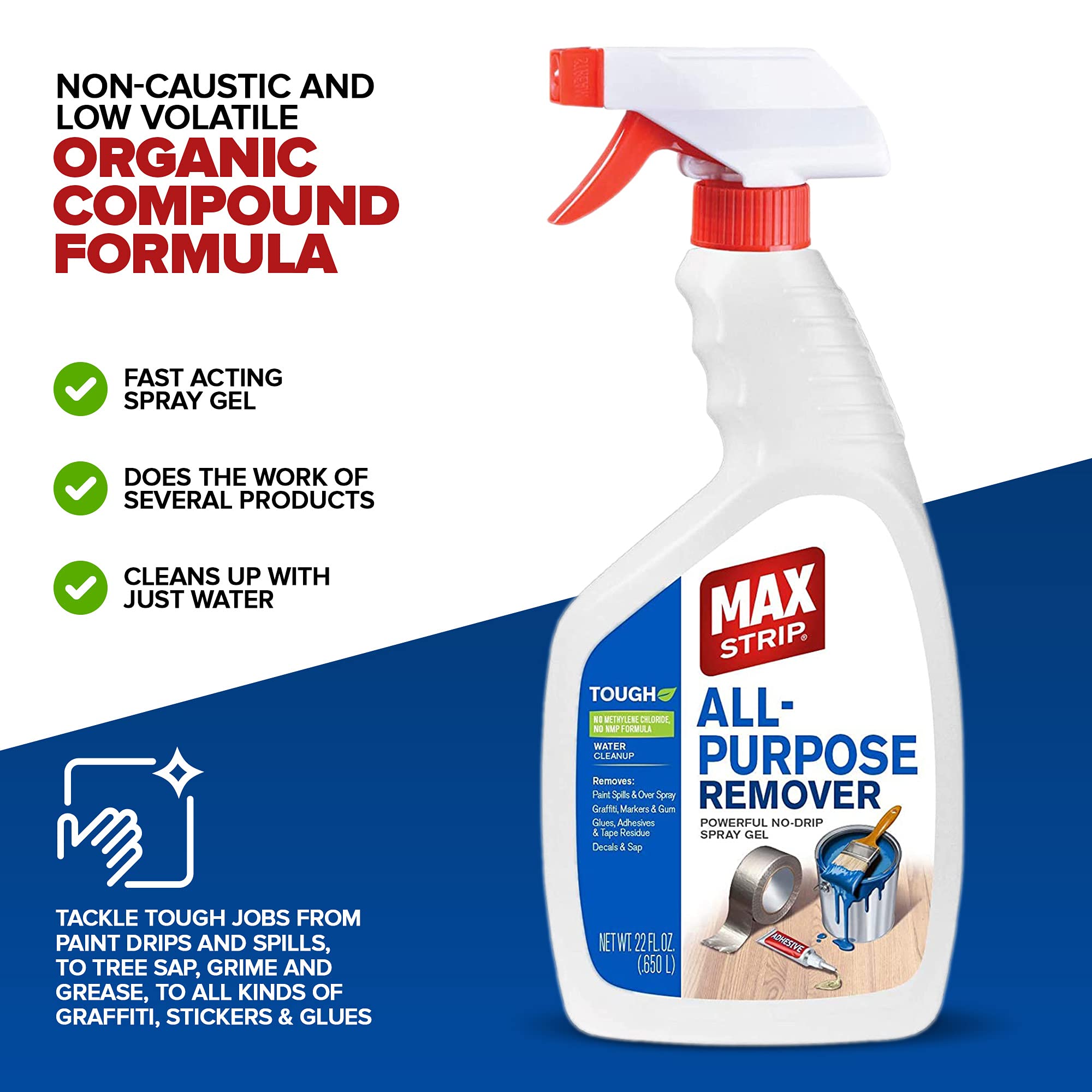 All Purpose Paint Remover Spray 22oz - Water Based Adhesive Remover Spray, Spray Paint Remover, Graffiti Remover Spray, Overspray Remover, Dried Paint Remover - No Methylene Chloride NMP Formula