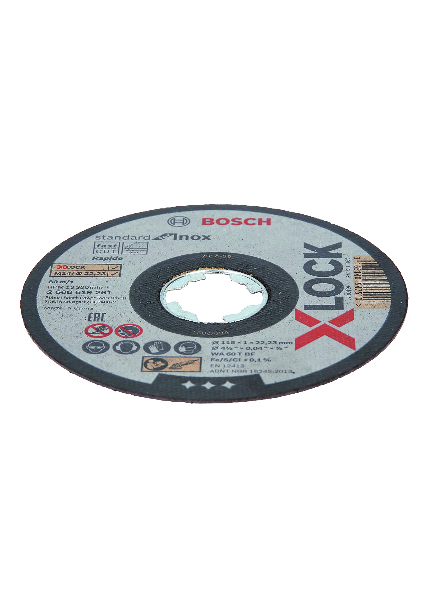 Bosch Professional Straight Cutting Disc Standard (for INOX, X-Lock, Diameter 115 mm, Bore Diameter: 22.23 mm, Thickness: 1 mm)
