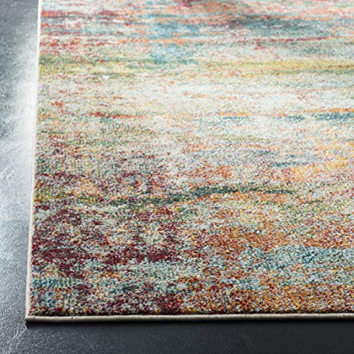 SAFAVIEH Monaco Collection 2'2" x 4' Teal/Orange MNC262M Modern Boho Abstract Non-Shedding Living Room Bedroom Accent Rug