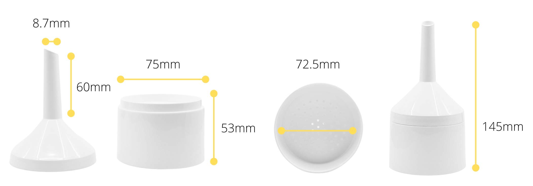 EISCO Buchner Funnel, 7.5cm - Polypropylene, 2 Parts - Designed for 5-6cm Filter Paper - Stem Length, 6cm - Lightweight, Autoclavable