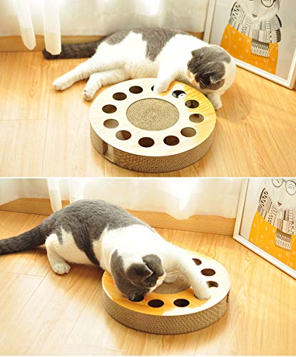 MIAOXSEN Cat Toy with Sturdy Scratching Pads and 2 Jingly Balls for All Ages of Cats