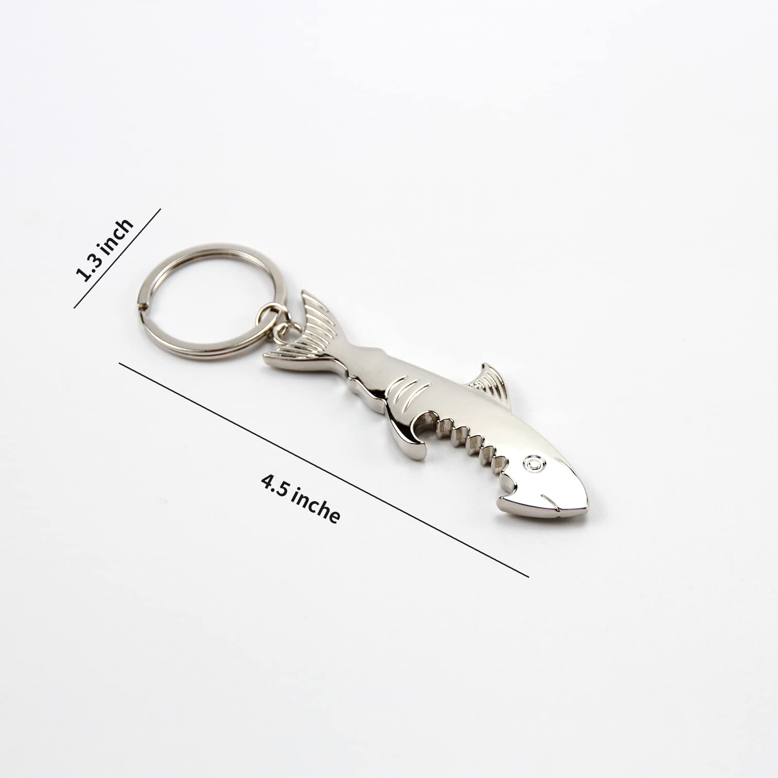 TOPASION Creative Metal Corkscrew Shark Beer Bottle Opener Keychain Pendant
