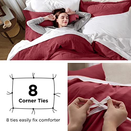 Bedsure Twin/Twin XL Duvet Cover Dorm Bedding - Soft Prewashed Red Duvet Cover Twin, 2 Pieces, Includes 1 Duvet Cover (68"x90") with Zipper Closure & 1 Pillow Sham, Comforter NOT Included