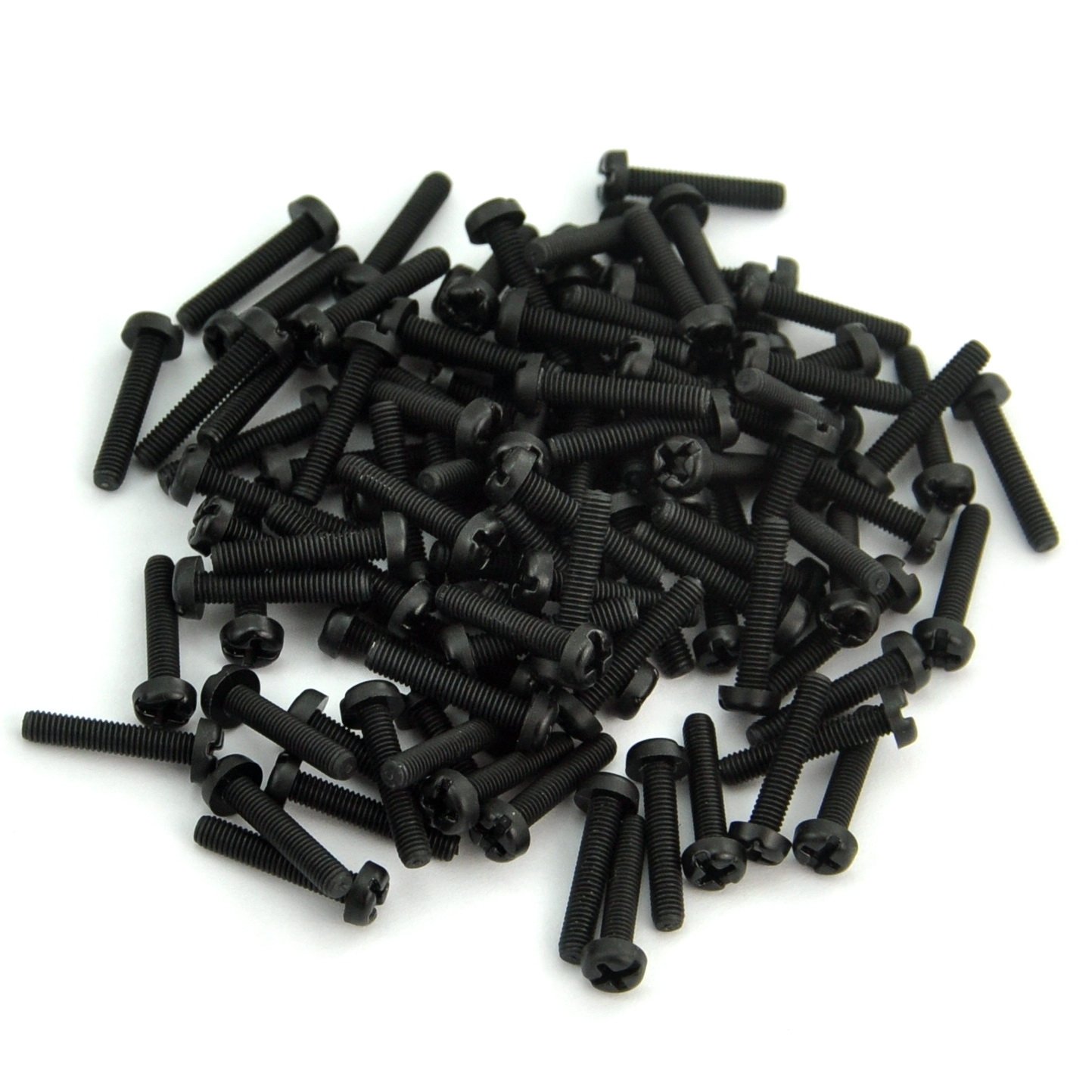 Electronics-Salon 100pcs M3 x 15mm Nylon Machine Screw, Black, Combination Phillips-Slotted Drive, Pan Head, Metric