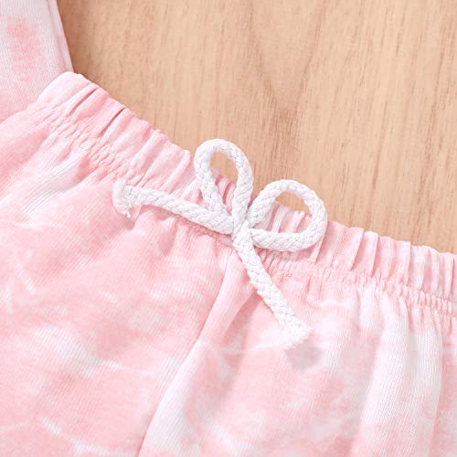 HAPPYMA Toddler Baby Girl Pants Sets Solid Color Long Sleeve Blouse Top + Pants Fall Outfits 2PCS Winter Newborn Clothes (Tie-dye: Pink, 18-24 Months)
