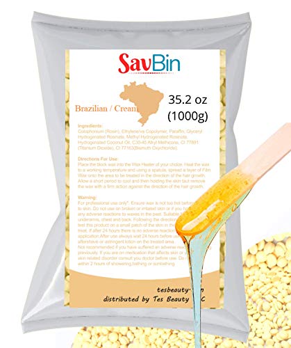 SAVBIN Brazilian Creme Hard Wax Beans (Brazilian Creme - 2.2 LBS (1000 grams))