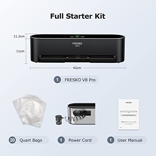 FRESKO Hands-Free Full Automatic Vacuum Sealer Machine,Automatic Moisture Detection Food Sealer with 10 Food Preservation Bags, LED Touch Screen (ETL Certified)
