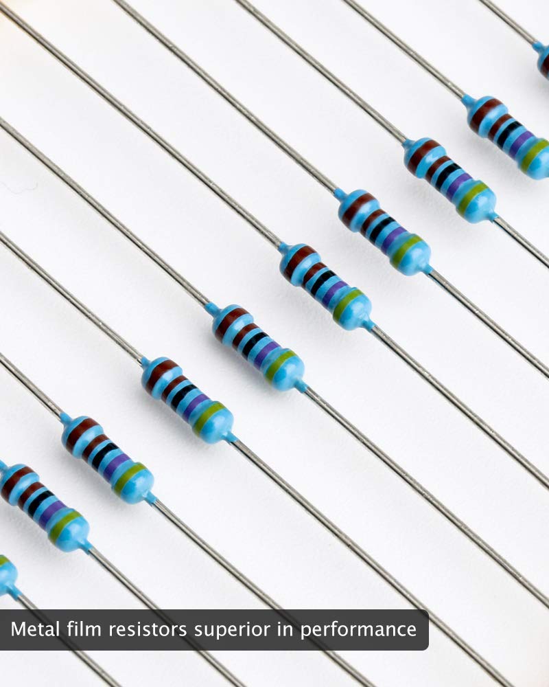 ELEGOO 17 Values 1% Resistor Kit Assortment, 0 Ohm-1M Ohm (Pack of 525) RoHS Compliant for Electronic Projects