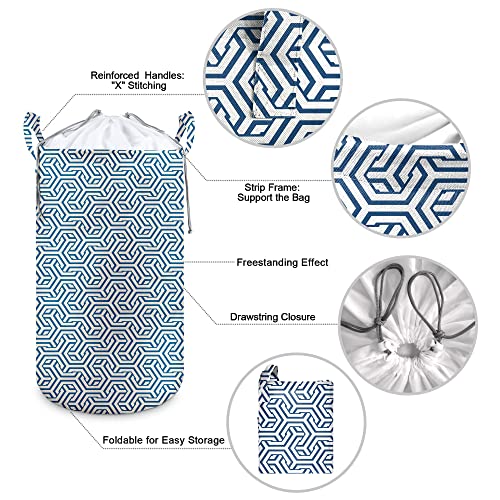 Beegreen XX-Large Drawstring Laundry Hamper Geometric 115L Laundry Bag, Collapsible Laundry Baskets with Handles, Dirty Clothes Hamper for Bedroom Bathroom Dorm,Foldable Tall Clothes Hamper