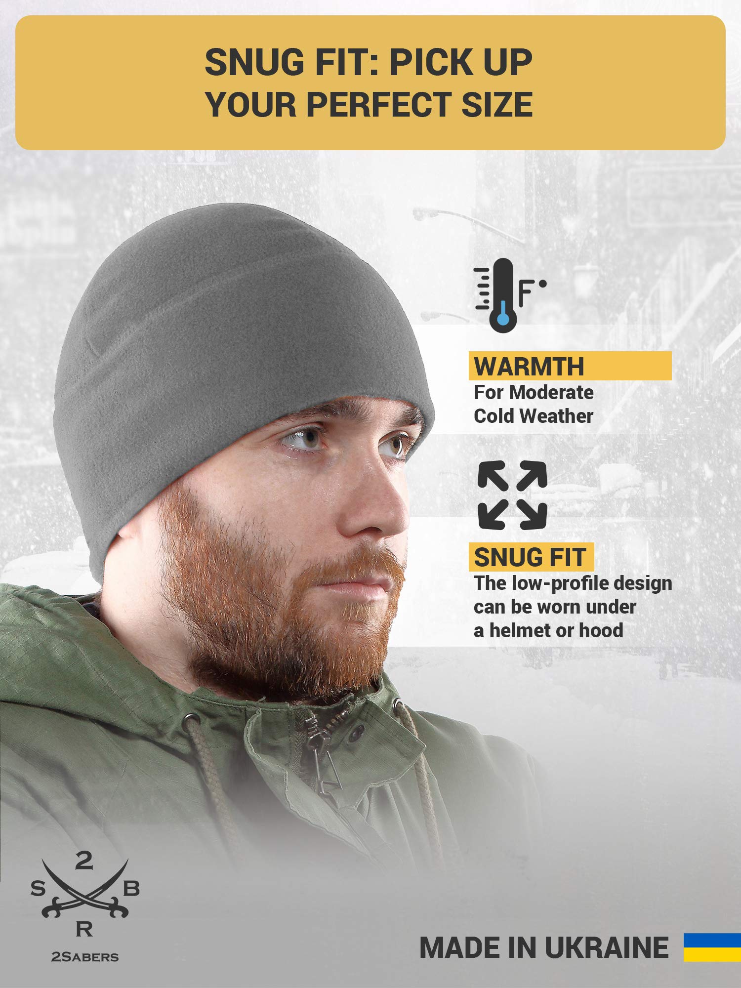 2SBR 2SABERS Fleece Winter Warm Watch Cap - Mens - Army Military Tactical Skull Beanie Hat