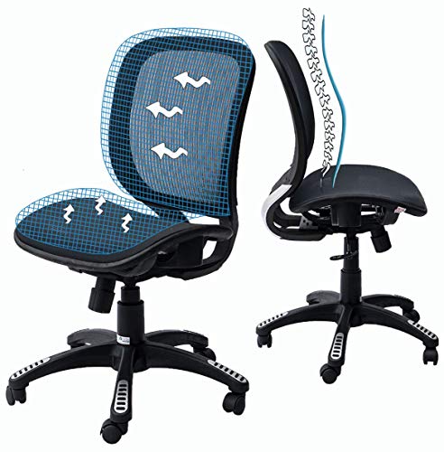 Ergomax Fully Meshed Ergonomic Height Adjustable Office Chair no Armrests & no Headrest, 42 Inch Max, Black