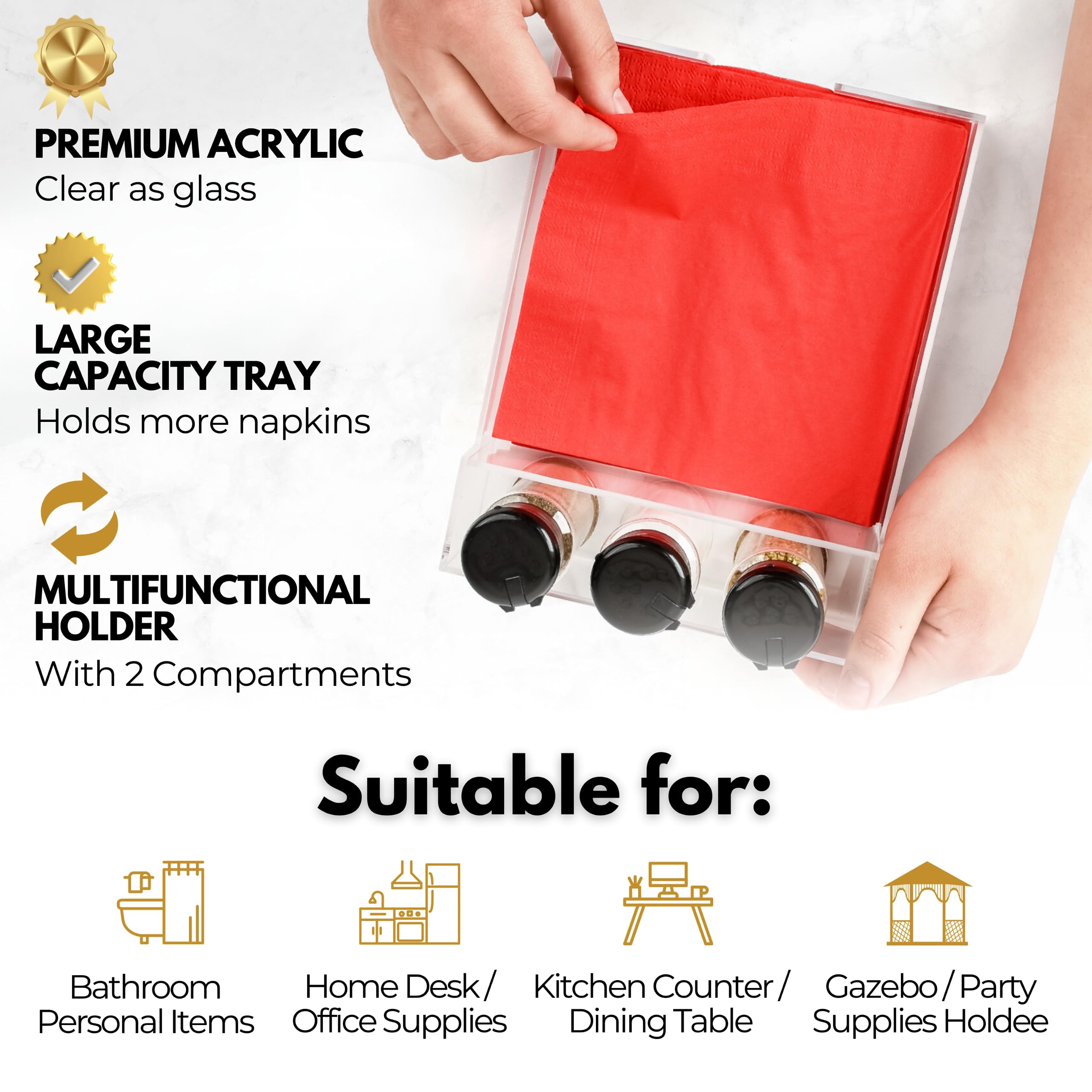 Acrylic Napkin Holder β Clear Guest Towel Holder Acrylic Buffet Server for Kitchens β Lucite Napkin Holder Clear Napkin Holder Acrylic Cocktail Napkin Holder