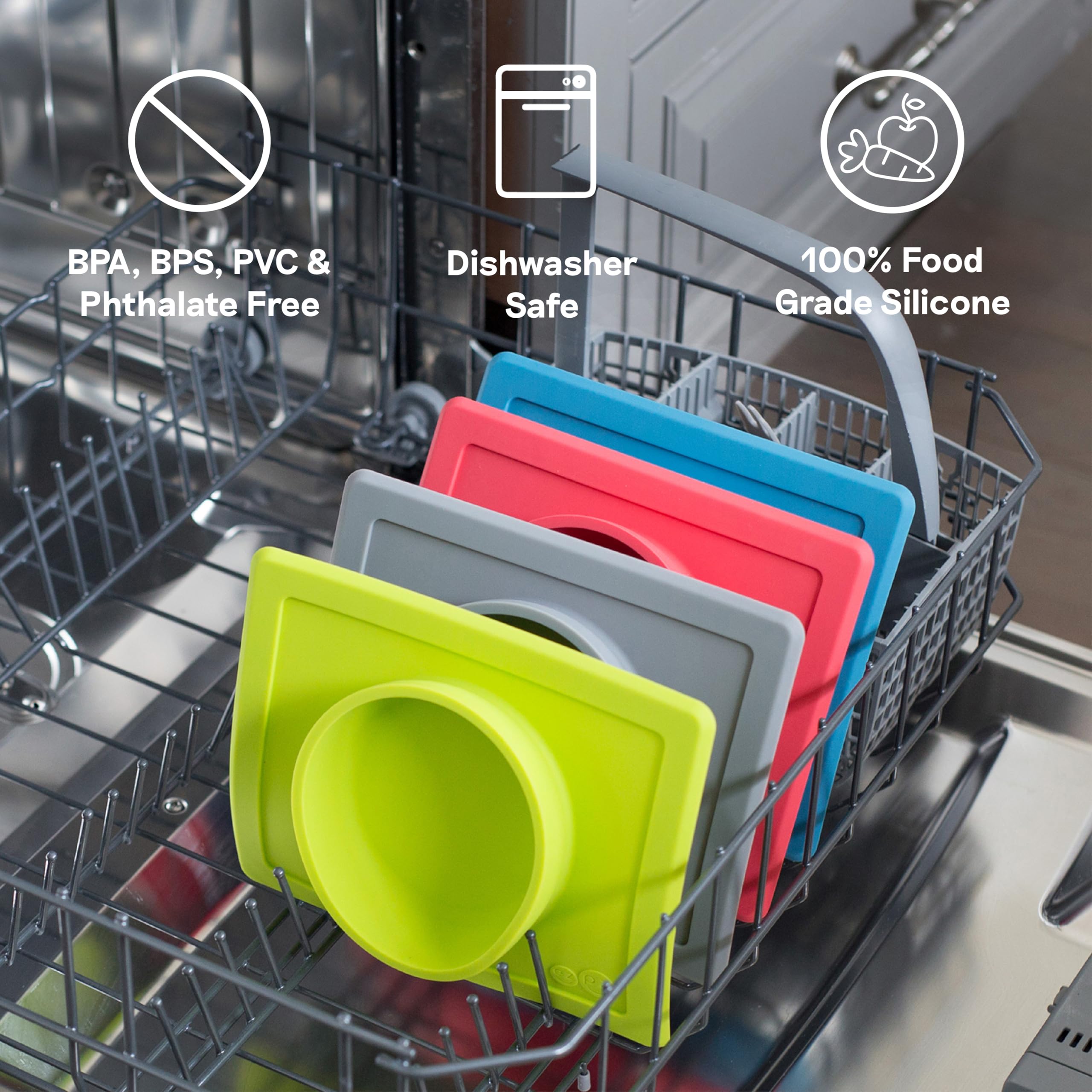 ezpz Mini Bowl for 12 Months+ (Lime) - 100% Silicone Suction Bowl with Built-in Placemat for Toddlers - Comes with a Reusable Travel Bag
