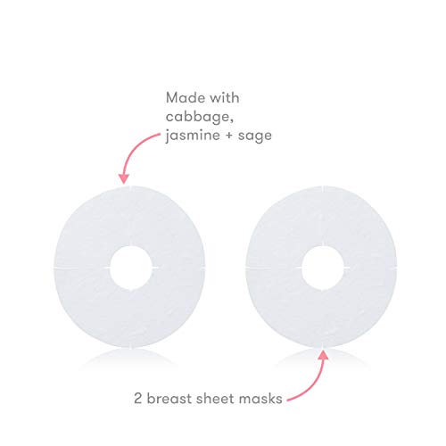 Frida Mom Breast Mask for Engorgement- Made with Cabbage, Jasmine + Sage to Relieve Engorged Boobs + Breastfeeding Weaning- 2 Sheet Masks - No Artificial Fragrances, Phthalates, or Parabens